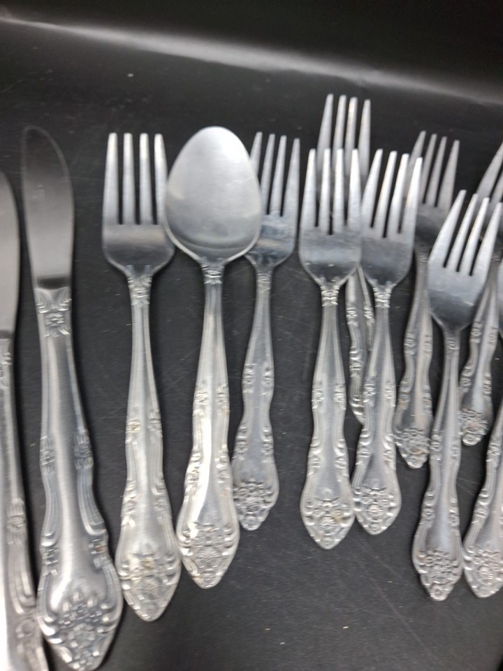 Rogers Co Stainless Japan Flatware Precious Rose Pattern 24 Piece | eBay