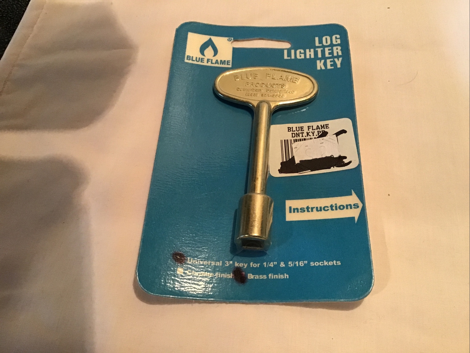 Blue Flame Log Lighter Key 3” For 1/4 & 5/16 Sockets Brass Color NEW ...