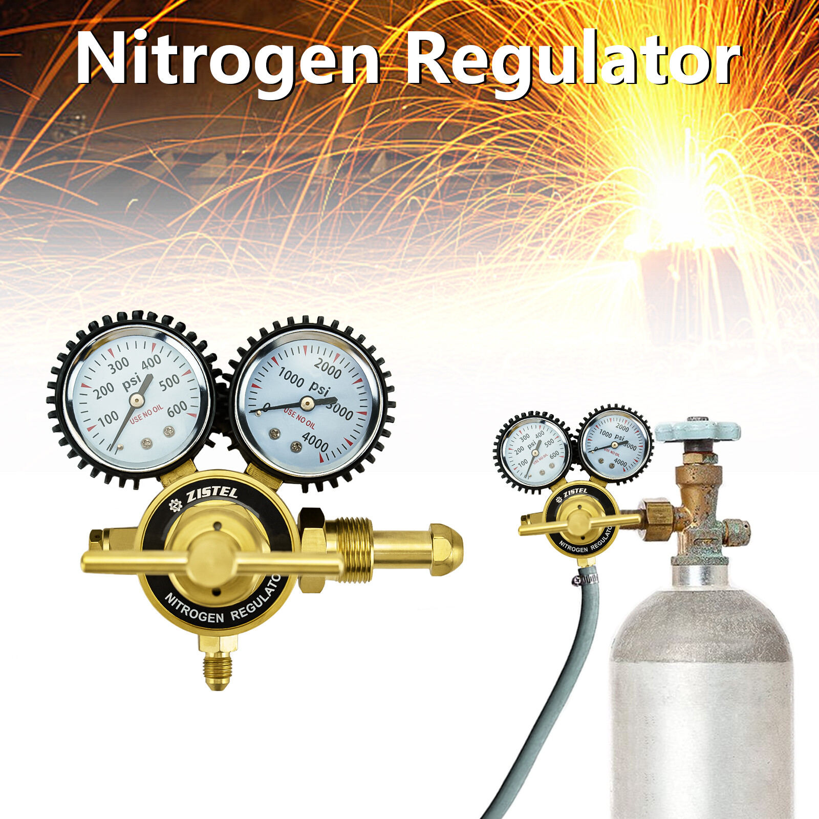 Nitrogen Regulator CGA580 for Hvac Purge 0-600 Psi Output Pressure 1/4 ...