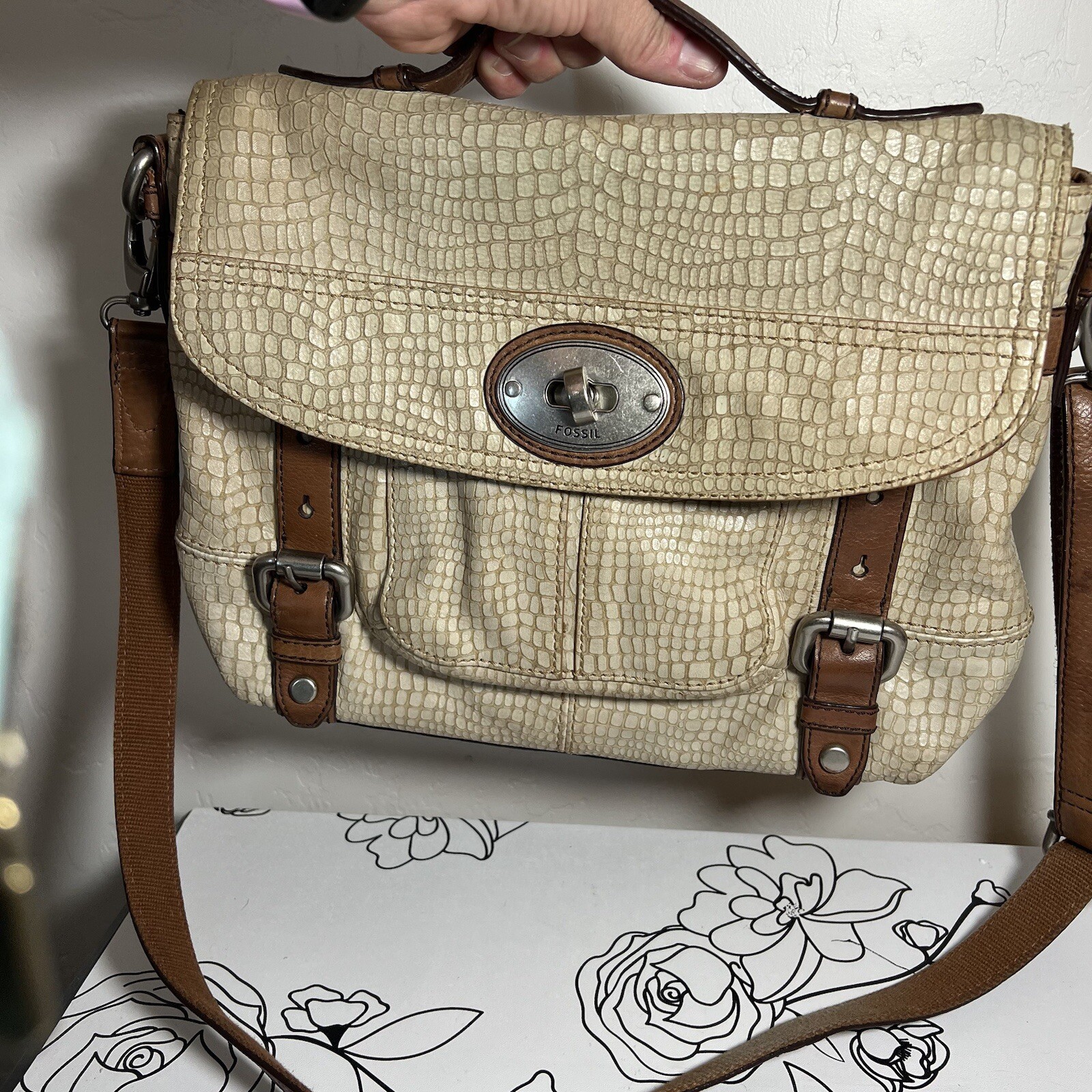 Fossil Long Live Vintage 1954 Maddox Snake skin Tan L… - Gem