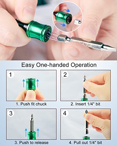 17 Pcs Bit Holder Keychain 1/4" Hex Shank Screwdriver Bits Retainer w ...