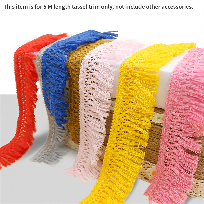 5M DIY Tassel Trim Curtain Fringe Ribbon Retro Edging Upholstery Sewing ...
