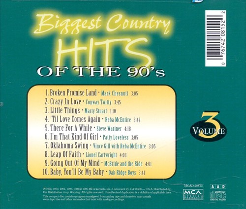 Biggest Country Hits of the 90s, Vol. 3 by Various Artists (CD, Mar ...