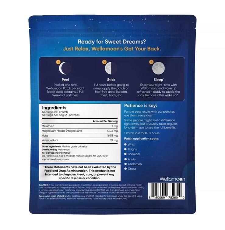 Sleep Support Patches Wellamoon 28 Patches Per Pk 3 Pks a total (84 ...