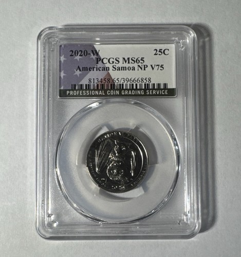 2020 W American Samoa NP Quarter 25c PCGS MS65 Privy Mark V75 Bat Coin ...
