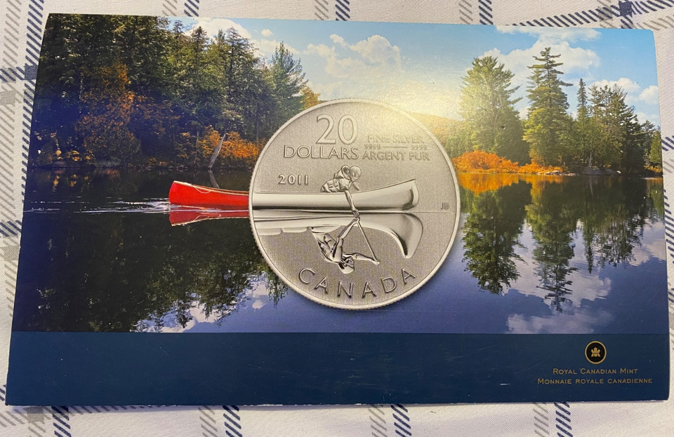2011 Canada $20 Canoe Commemorative Coin – 99.99% Silver, Royal ...