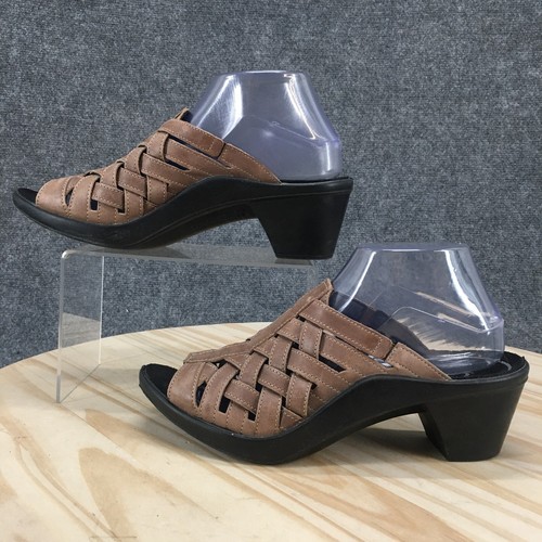 Romika Sandals Womens 40 Slide Brown Slip On Casual Peep Toe Block ...