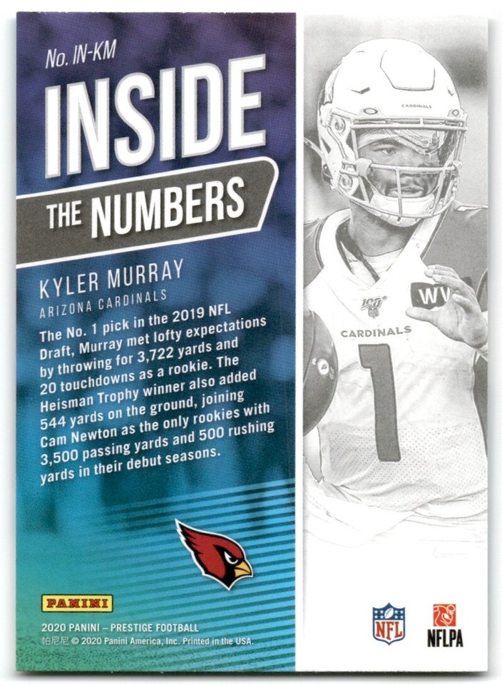 2020 Panini Prestige Inside The Numbers Football Card Kyler Murray #IN ...