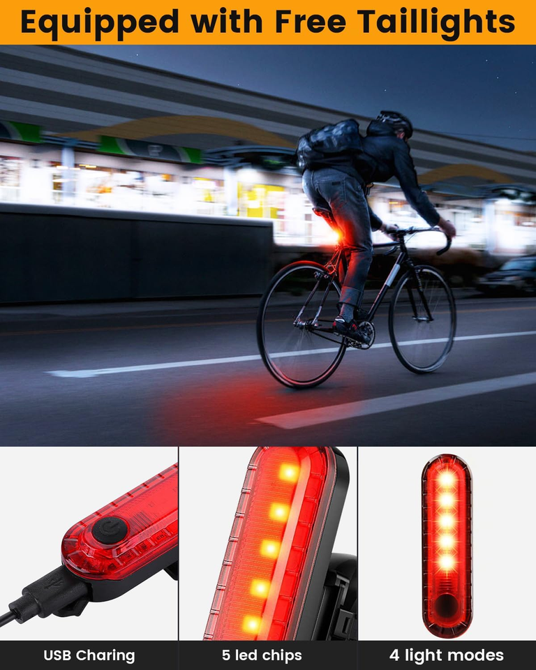 Bright Bike Light for Night Riding, 9000 Lumen Bicycle Light High Beam ...
