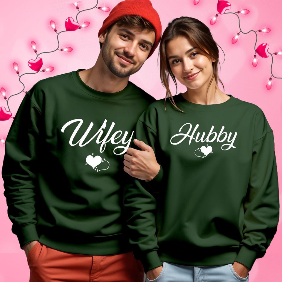 Couples Valentines Day Outfit Ideas Matching Wifey Hubby Sweatshirt ...