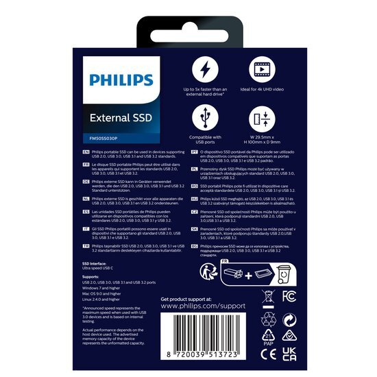 Philips External Ssd Portable Hard Drive 1TB 500GB 250GB Ultra Slim ...