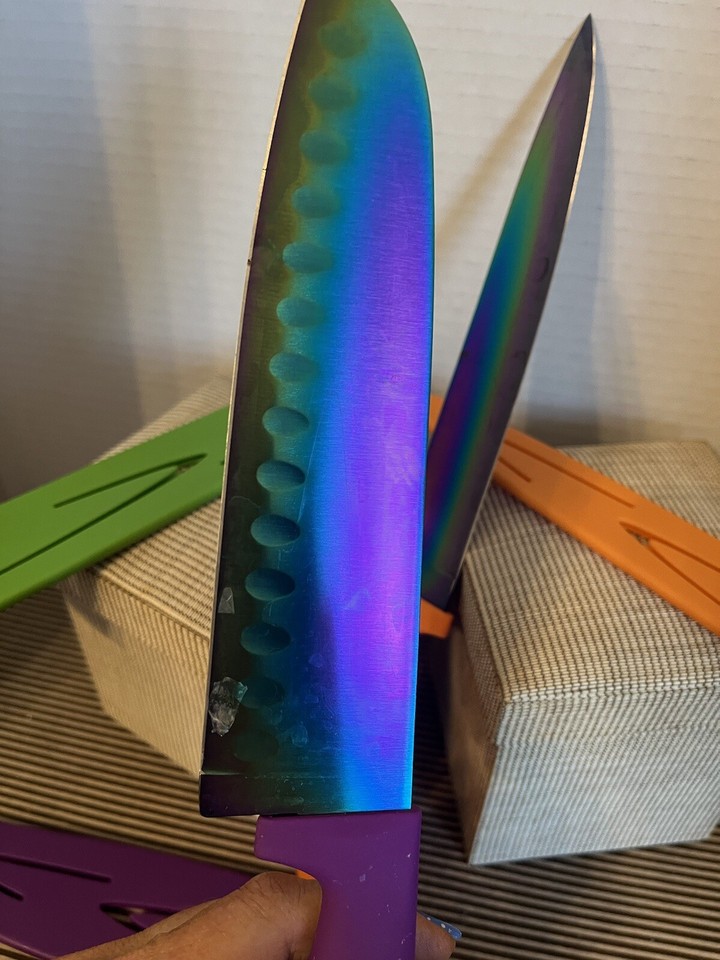 Rainbow Color Cutlery Knives & Covers Set Of 4 Fun And Funky | eBay