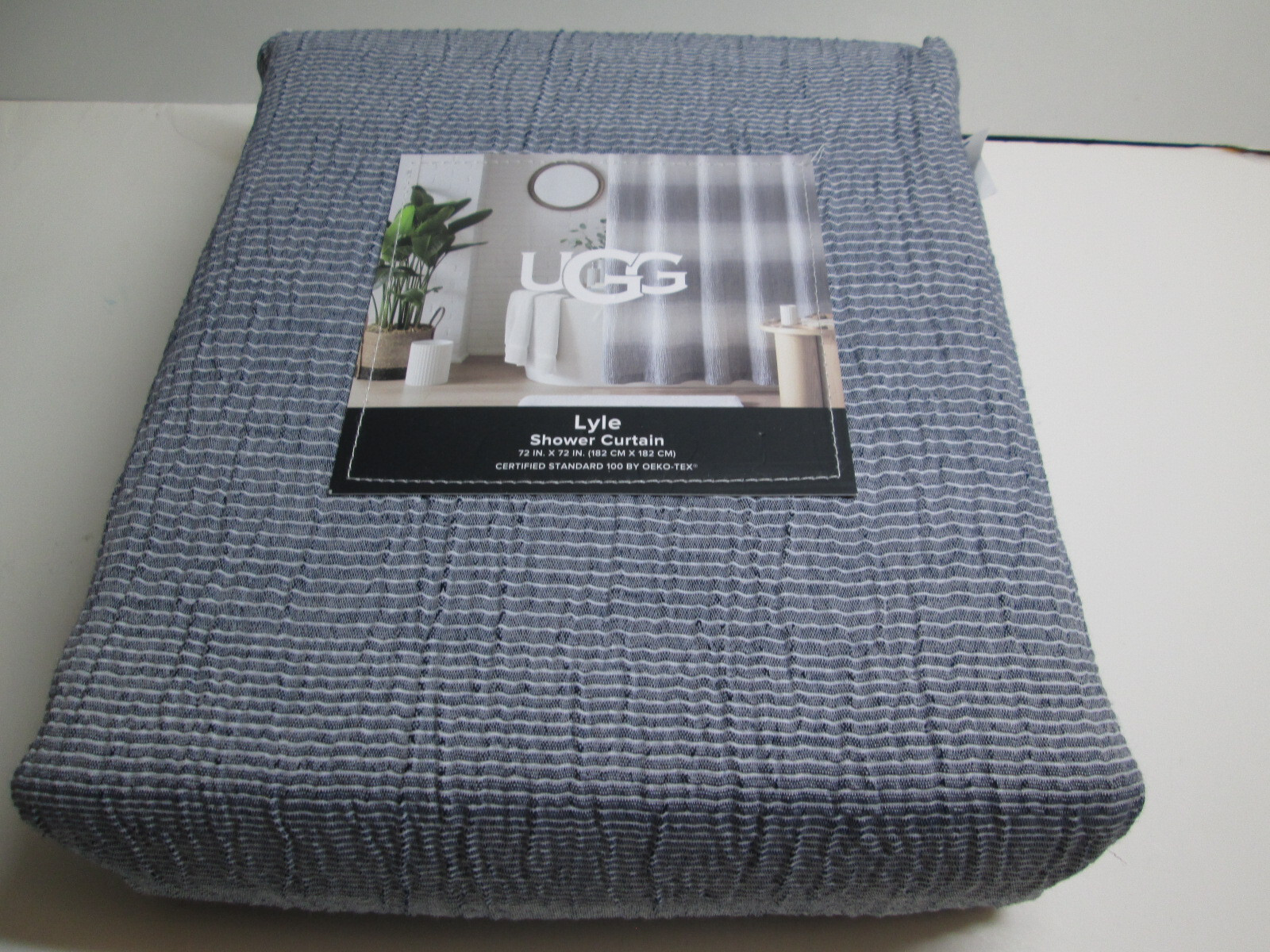 New UGG Lyle Fabric Shower Curtain 72"x72" Navy Stripe New | eBay