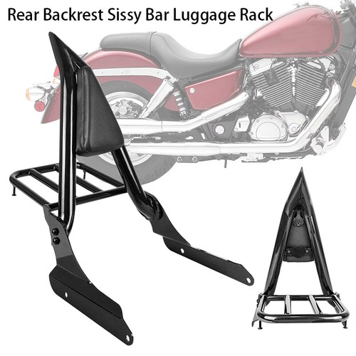 Black Backrest Sissy Bar - Luggage Rack For Honda Shadow VLX600 1999 ...