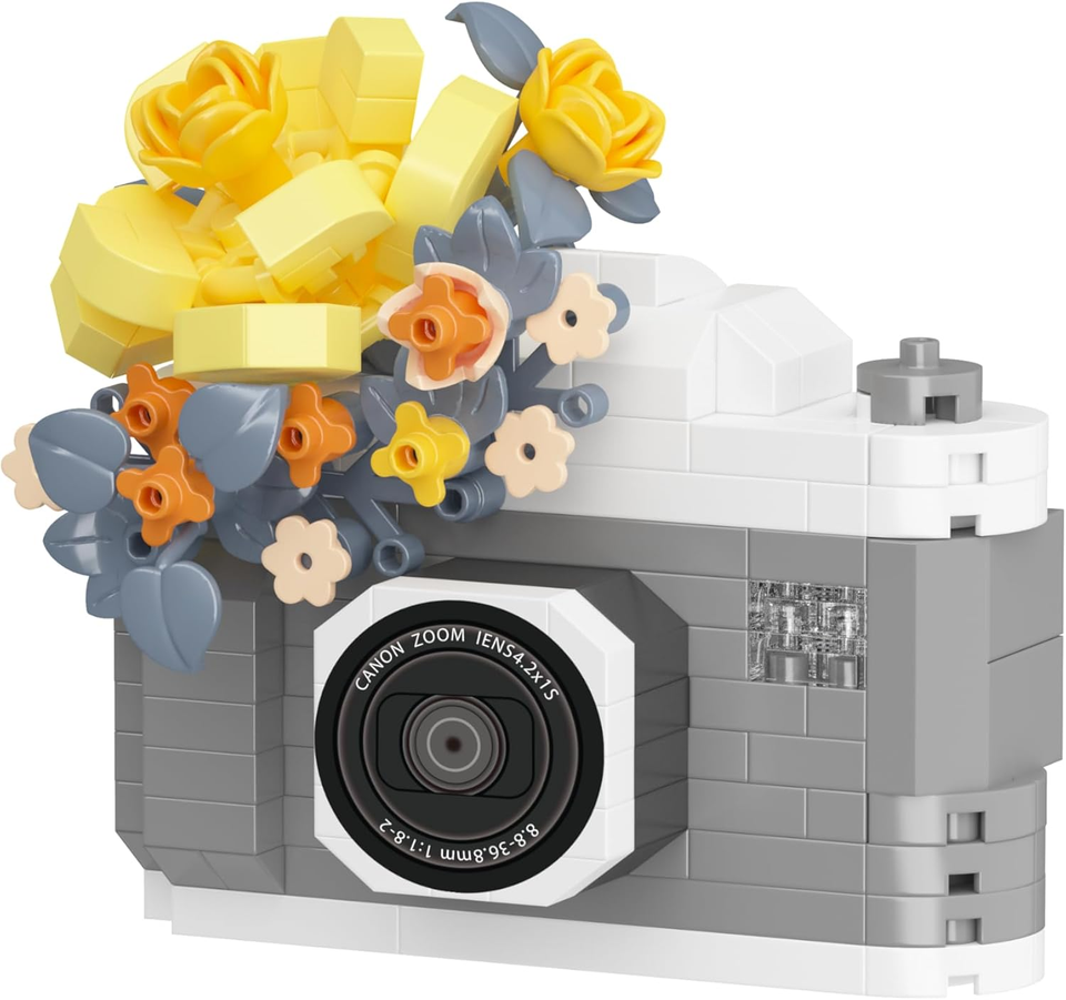 Gray Rose Cute Flower Camera Series Mini Building Toy Bricks Micro ...
