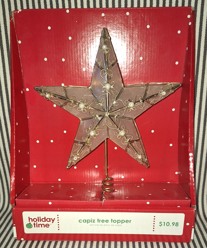 NIB CAPIZ SHELL GOLD FILIGREE FAUX PEARL CHRISTMAS STAR TREE TOPPER ...