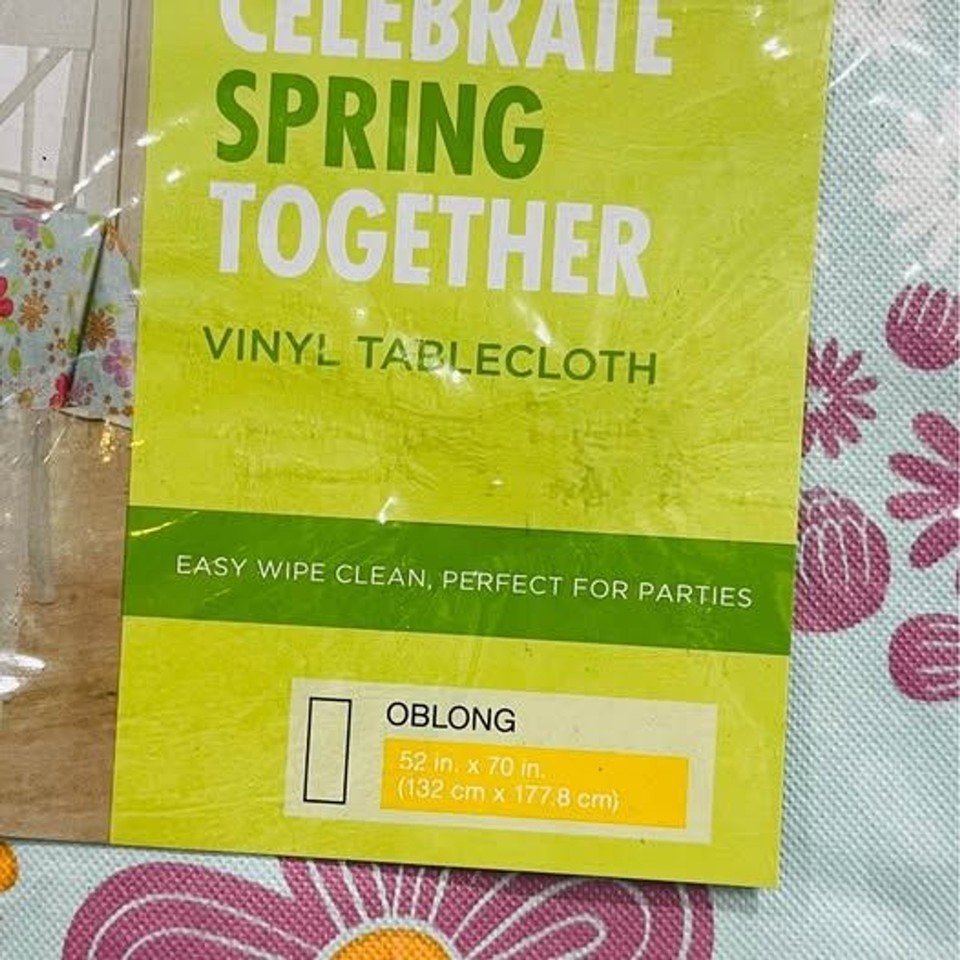 Bright Spring Fun Reusable Vinyl Tablecloth Rectangle | eBay