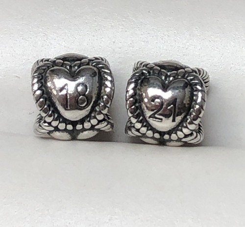 (2) RETIRED Authentic PANDORA 18th & 21st Anniversary Birthday ...