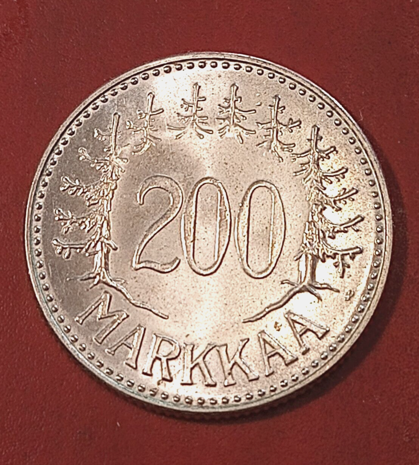 *Finland - * 200 markkaa * 1959 * Silver - *Very Good Cond. nearly UNC ...