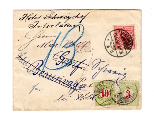 E121 Germany 1892 Cover to Switzerland - Redirected / Postage Due - | eBay