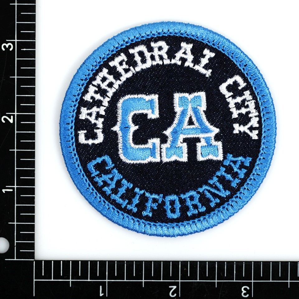 Cathedral City California Embroidered Patch Black/Aqua Iron-On Sew-On Hat Jacket | eBay