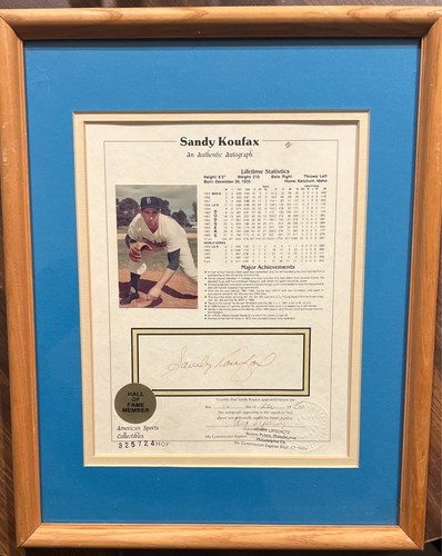 SANDY KOUFAX - AUTOGRAPHED/SIGNED - AMERICAN SPORTS COLLECTIBLES STAT ...