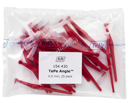 TePe Angle Red 0.5mm Interdental Brush - Pack of 25 Brushes ...