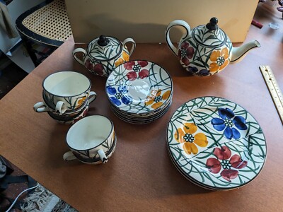 Schramberg pottery set plates, serving platter and bowl, cups/saucers ...