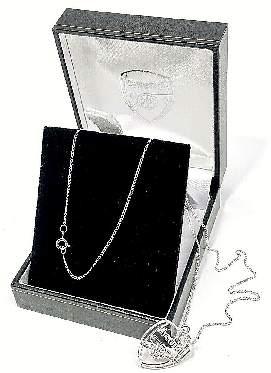 ARSENAL FC STERLING SILVER CREST PENDANT & CHAIN NECKLACE AFC JEWELLERY ...