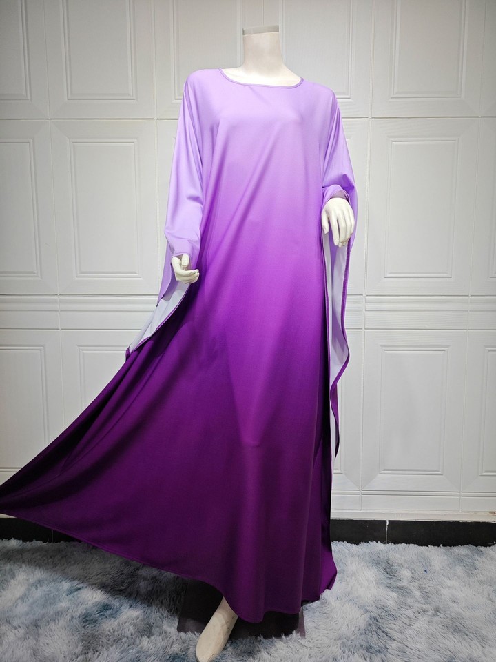 Dubai Abaya Women Muslim Bat Sleeve Satin Loose Maxi Dress Kaftan Arab ...