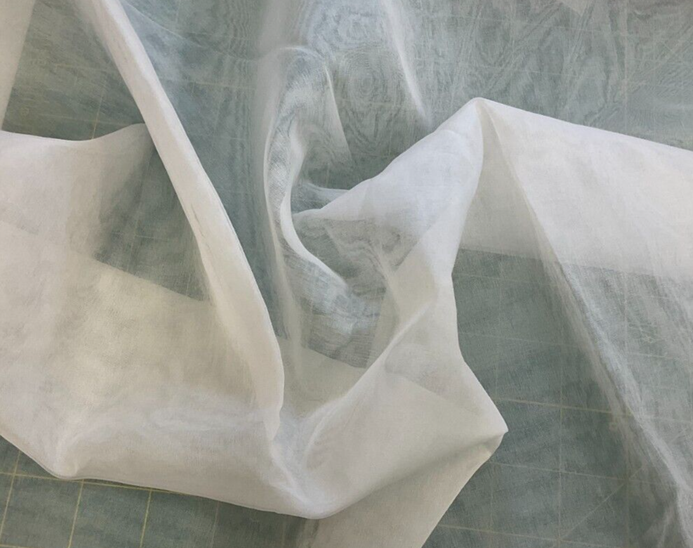 WHITE POLYESTER SHEER FABRIC, 42" W-- 2 1/2 YARDS | eBay