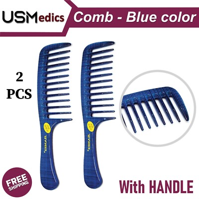 Handmade Handled Combs with Handle Hairstyling Barber Combs 2PCS Blue ...