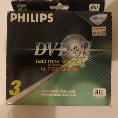 Philips DVD+R 120 Min Video 4.7 GB Data 1-2.4x RW 3 Pack | eBay