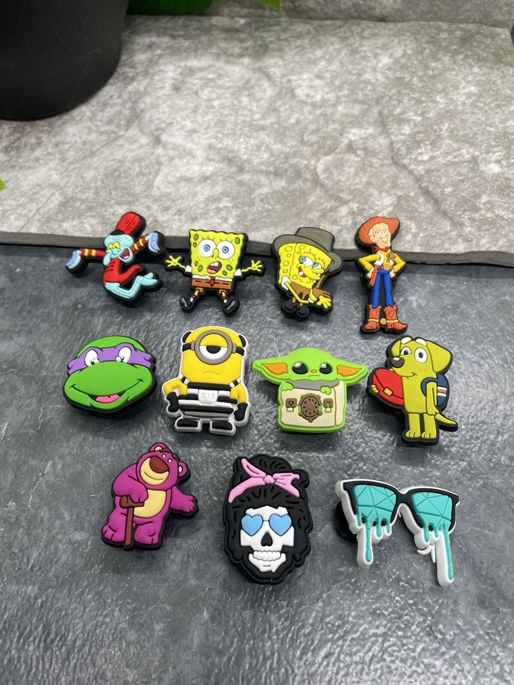 11 PC 1” Cartoon Character Shoe Decoration Charms-Clogs Jigs Bubble ...