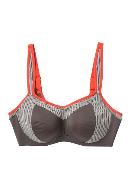 Curvy Couture Confident Wireless Sports Bra #1248 Gray/Tangerine US Szs ...