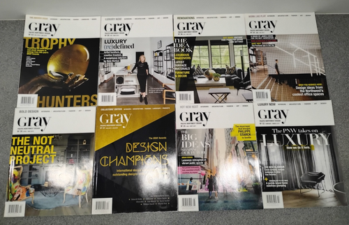 GRAY MAGAZINE LOT OF 8 ISSUES 2017 - 2019, PACIFIC NW DESIGN, MINT ...