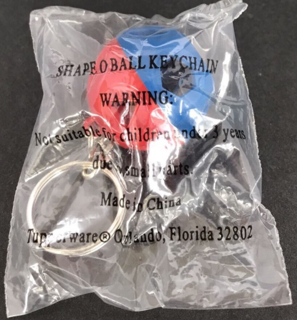 Tupperware Shape O Toy Ball Keychain Blue Red Yellow Shapes Inside CUTE ...