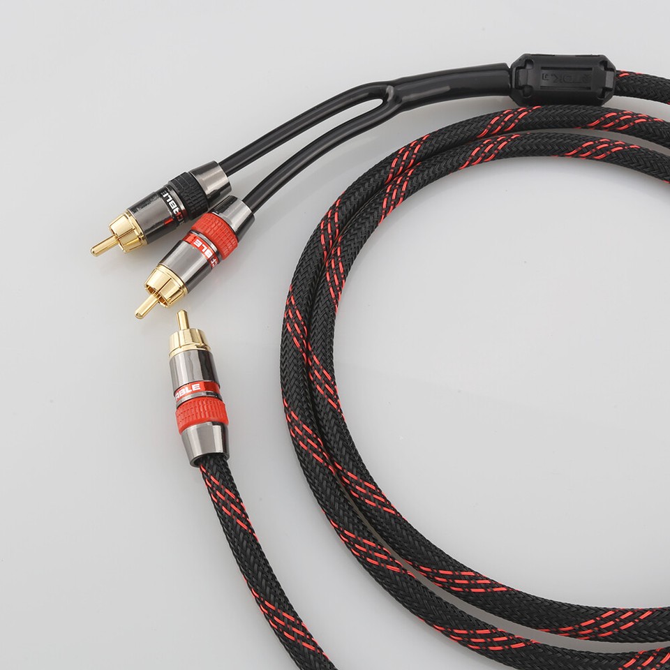HiFi Subwoofer BASS Cable 1×RCA to 2×RCA Male Audio Splitter Signal ...