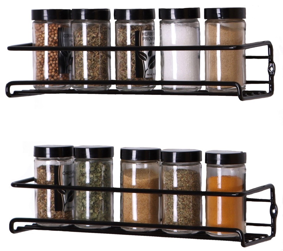 2, 4 Tier Spice Herb Rack Wall Mount Kitchen Cupboard Organiser by ...