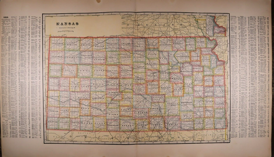(Lg30x17) ~ 1917 Map of KANSAS, CLOUD Co. Plat Atlas Map ~ Free S&H | eBay