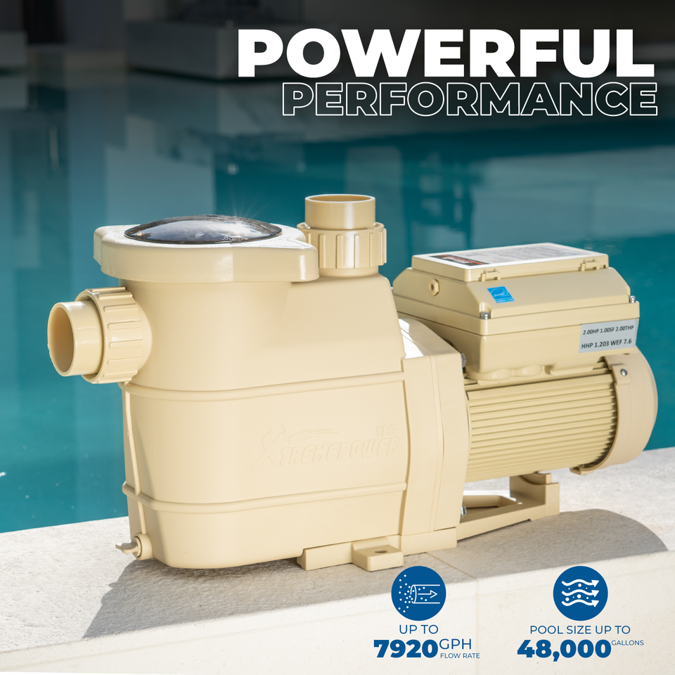 2HP High-Flo Variable Speed Swimming Pool Pump Inground 230V w/ Timer ...