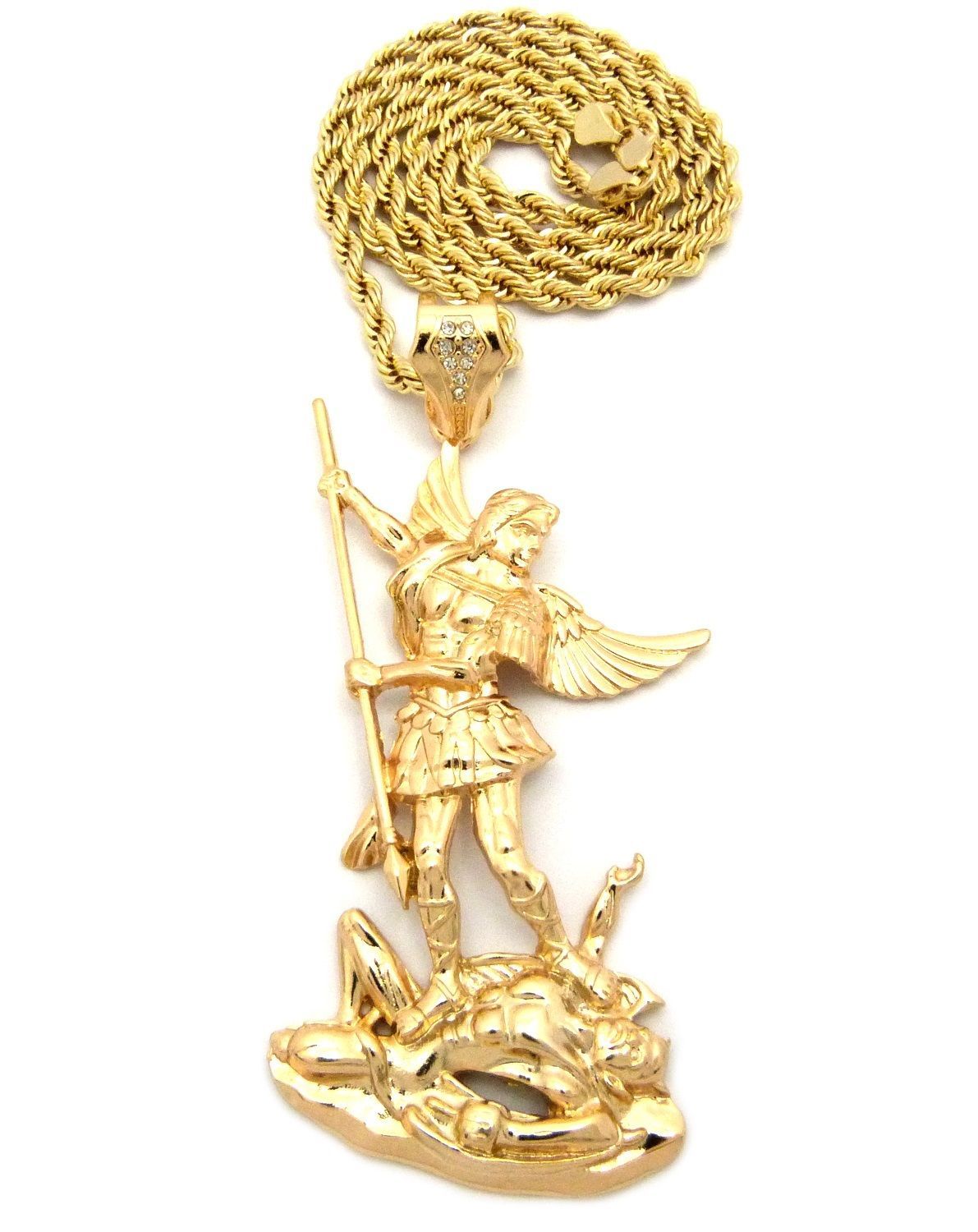 New Hip Hop Saint Michael Archangel Lucifer Peace Pendant W/ 36" Chain ...