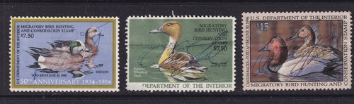 MATT'S STAMPS US SCOTT #RW51, RW53, & RW55 FEDERAL DUCK STAMPS 1984 ...