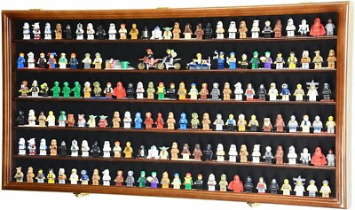 Minifigures Display Case 180 Pcs LEGO Walnut Rack Figurines Wood Shelf ...