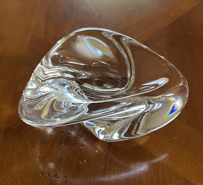 St Louis Crystal France Caravelle Triangular Twisted Art Glass Bowl or ...