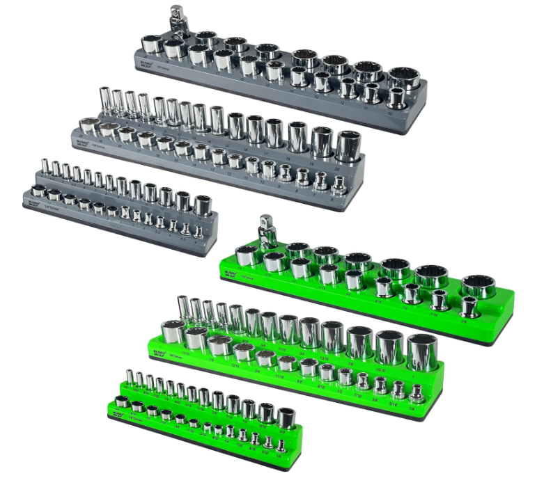 Magnetic Socket Organizer Set 6 PC Tool Holder Durable Box Drawer ...