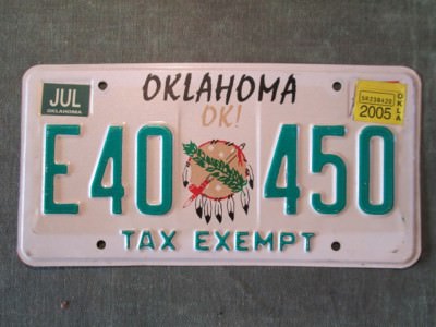 2005 Oklahoma Tax Exempt License Plate # E40-450 OK POLICE Government ...