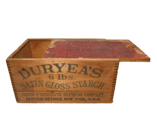 DURYEAS SATIN GLOSS STARCH EARLY 20TH C ANTIQUE INK STMPD/PAPER LBLD SM ...