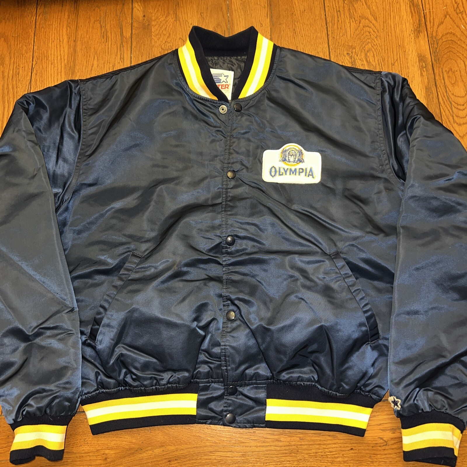 Vintage Starter Satin Bomber Jacket Olympia Beer Made… - Gem
