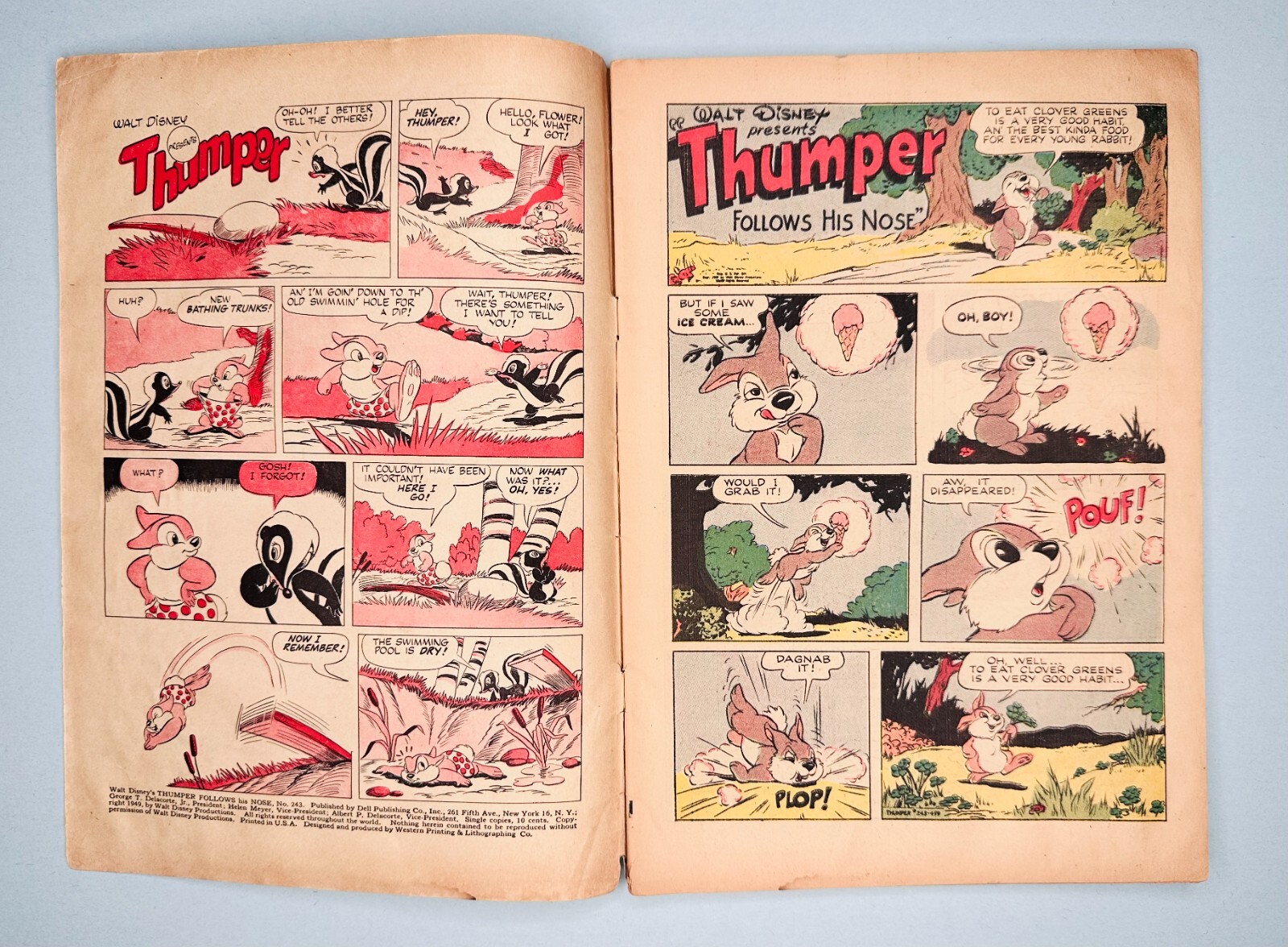 Walt Disney's THUMPER "Follows His Nose" DELL #243 (1949) | eBay